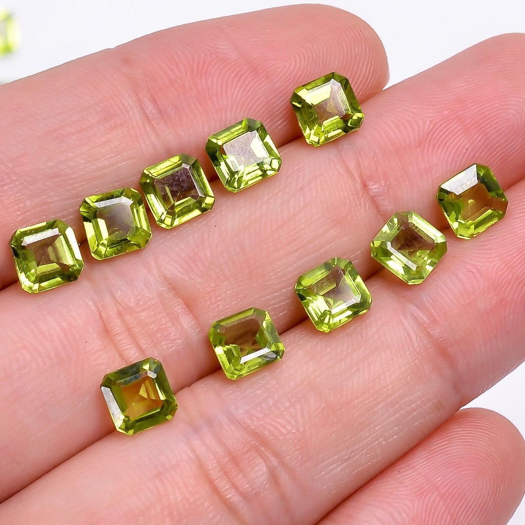 Natural Peridot Octagon Shape Asscher Cut, Peridot Loose Gemstone for ...