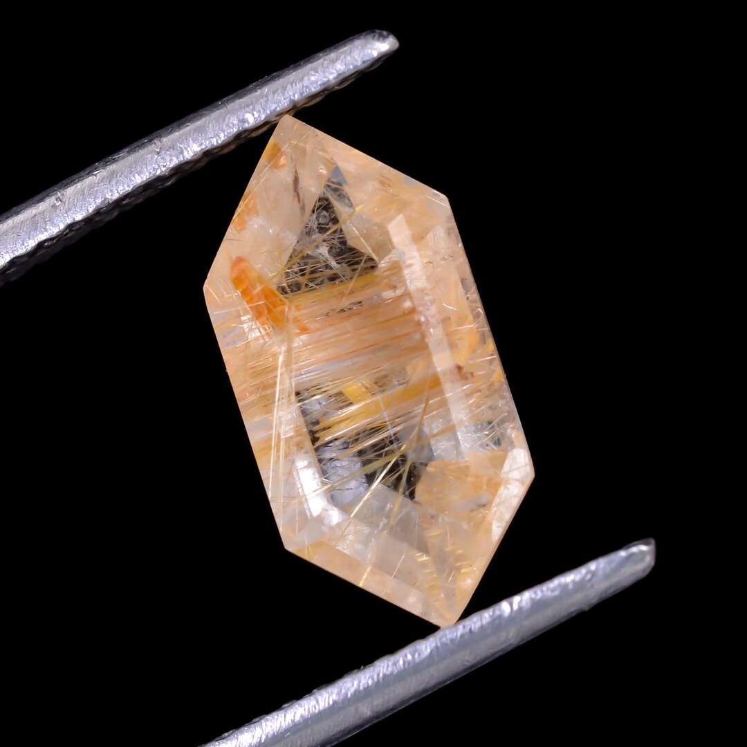 Natural Golden Rutile Elongated Hexagon Brilliant Cut, Rutile Loose ...