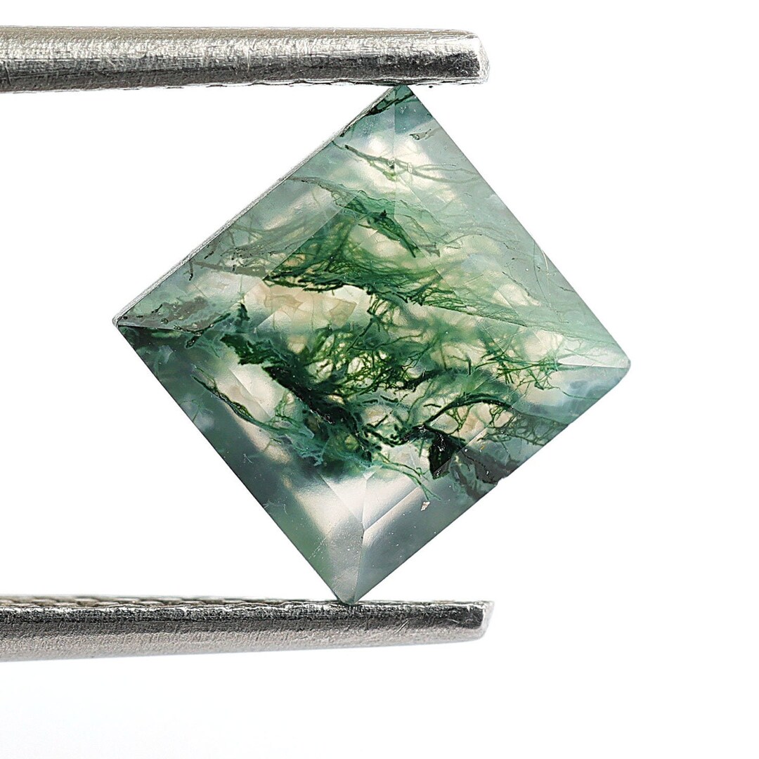 Brilliant Cut Moss Agate Square Shape Natural Green Tree - Etsy