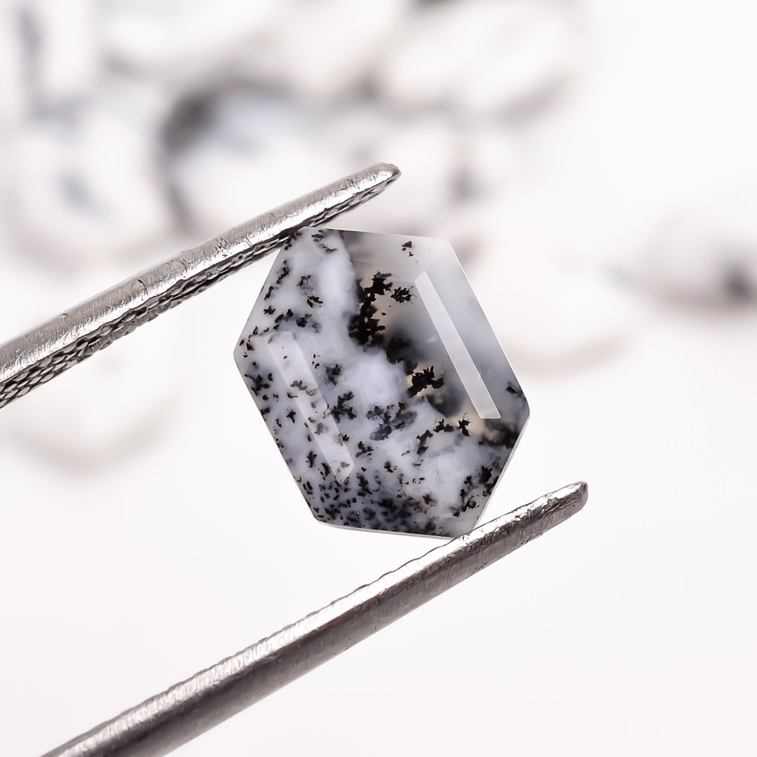 100% Natural Dendrite Opal Hexagon Shape Stone, Faceted Loose Gemstone ...
