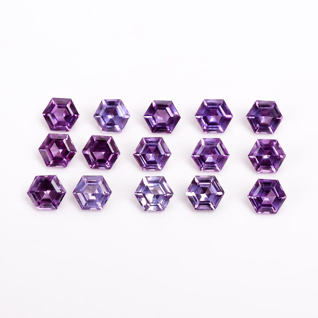 Purple Alexandrite Hexagon Shape, Color Changing Alexandrite Loose ...