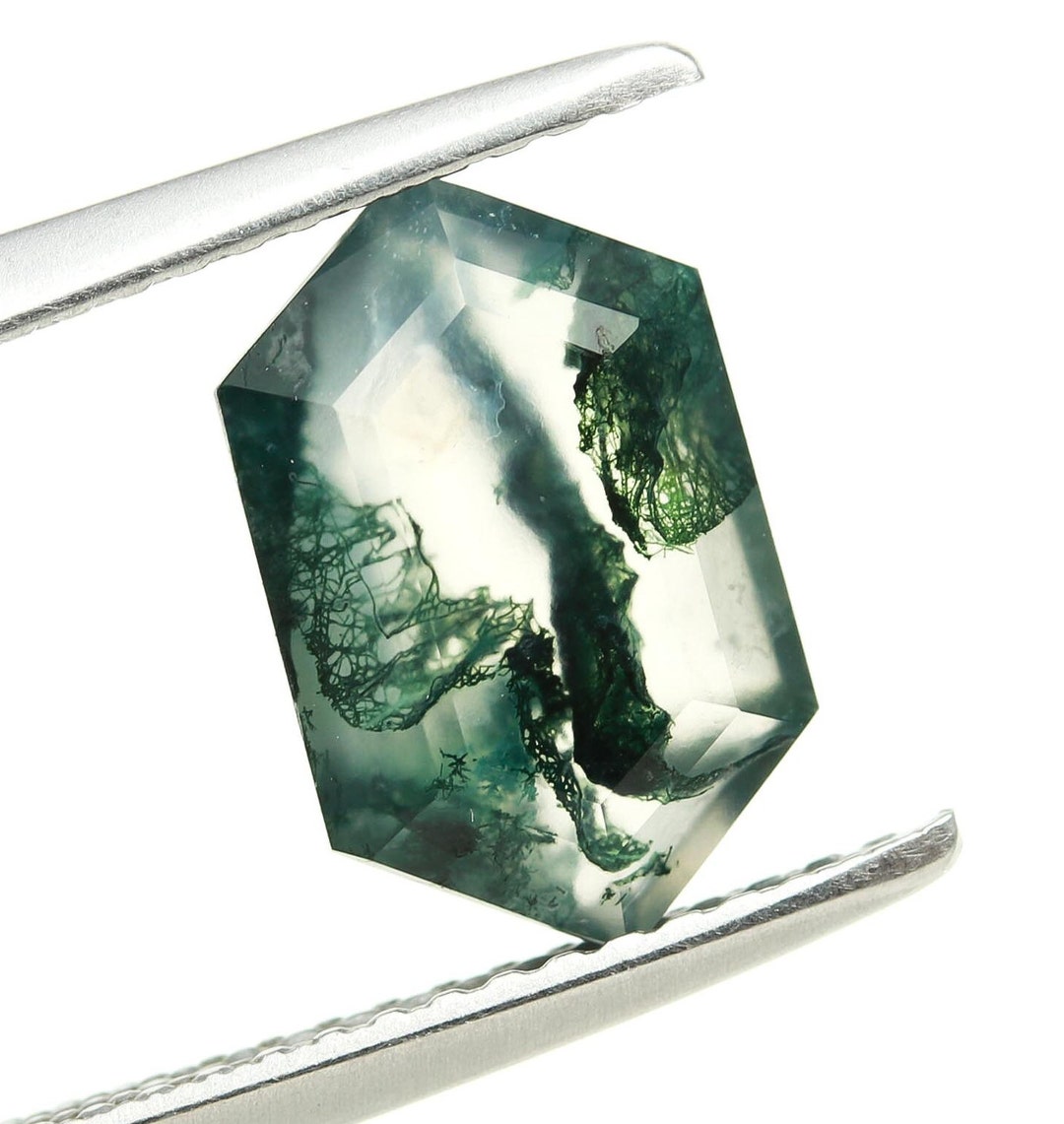 Moss Agate Elongated Hexagon Brilliant Cut, Moss Loose Gemstone for ...