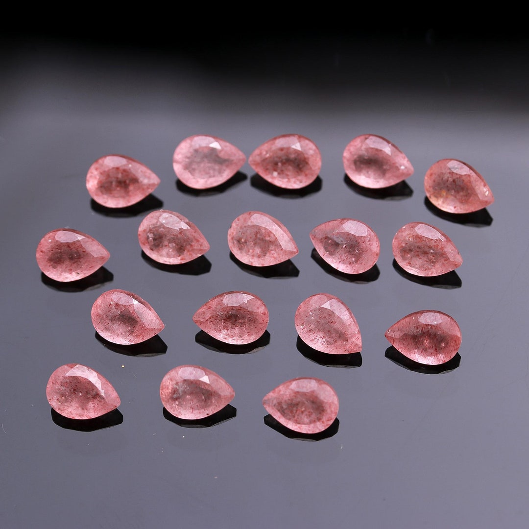 Natural Strawberry Quartz Pear Shape Crystal, Calibrated Pink Quartz ...