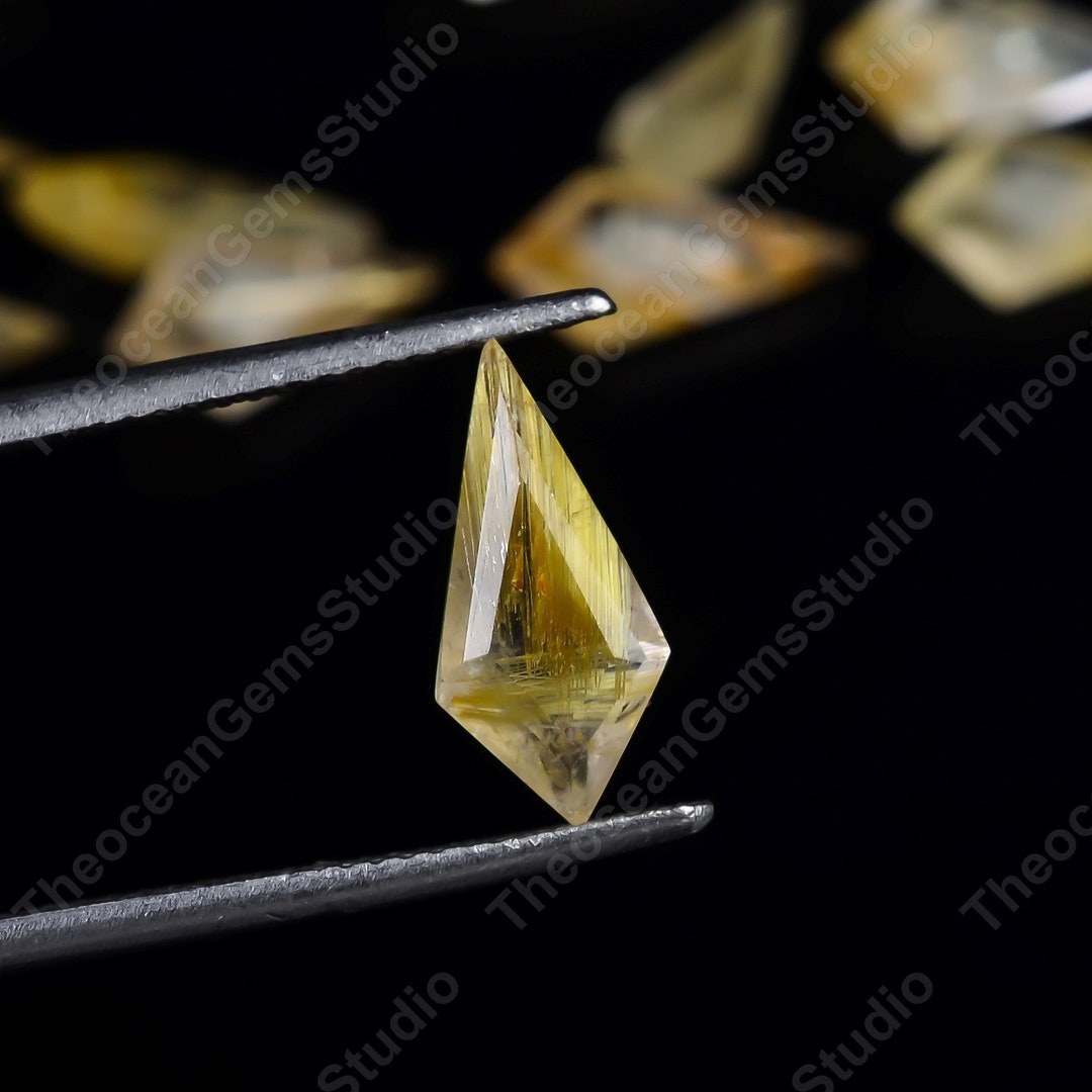Natural Rutilated Quartz Kite Shape Faceted Cut, Rutile Calibrated Size ...