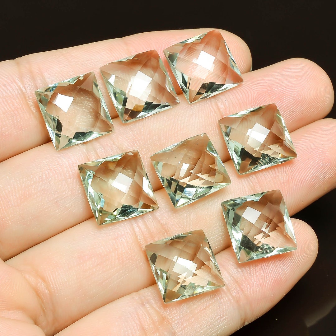 Natural Green Amethyst Square Shape Briolette Cut, Prasiolite Quartz ...