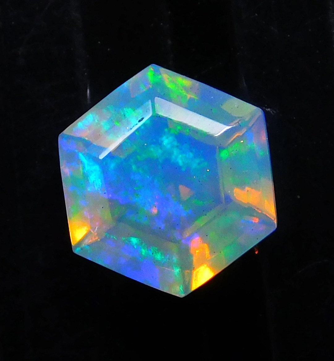 Natural Ethiopian Opal Hexagon Shape, Blue Fire Opal Loose Gemstone for ...