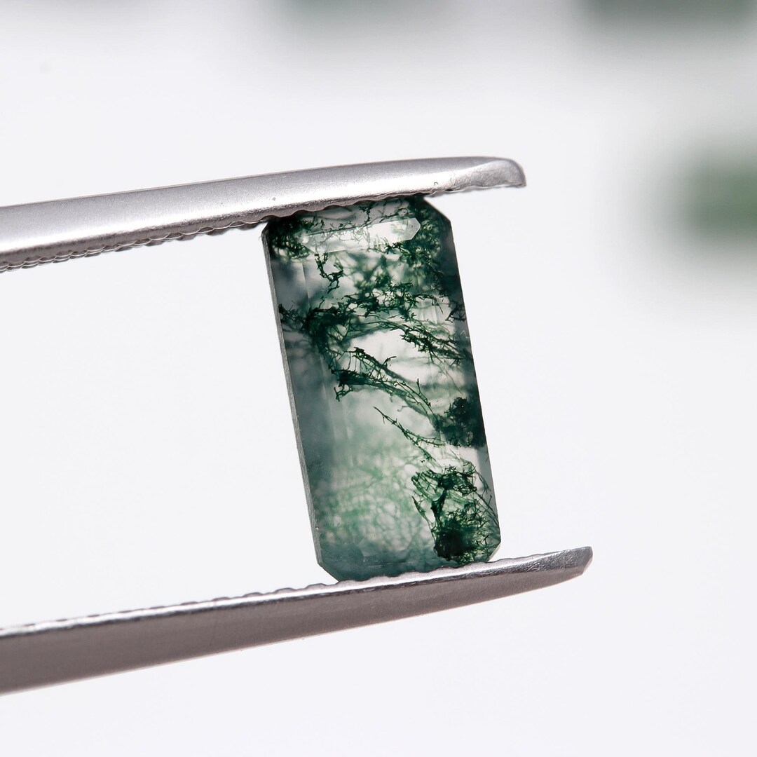 Moss Agate Octagon Shape Faceted Cut Green Agate Loose - Etsy