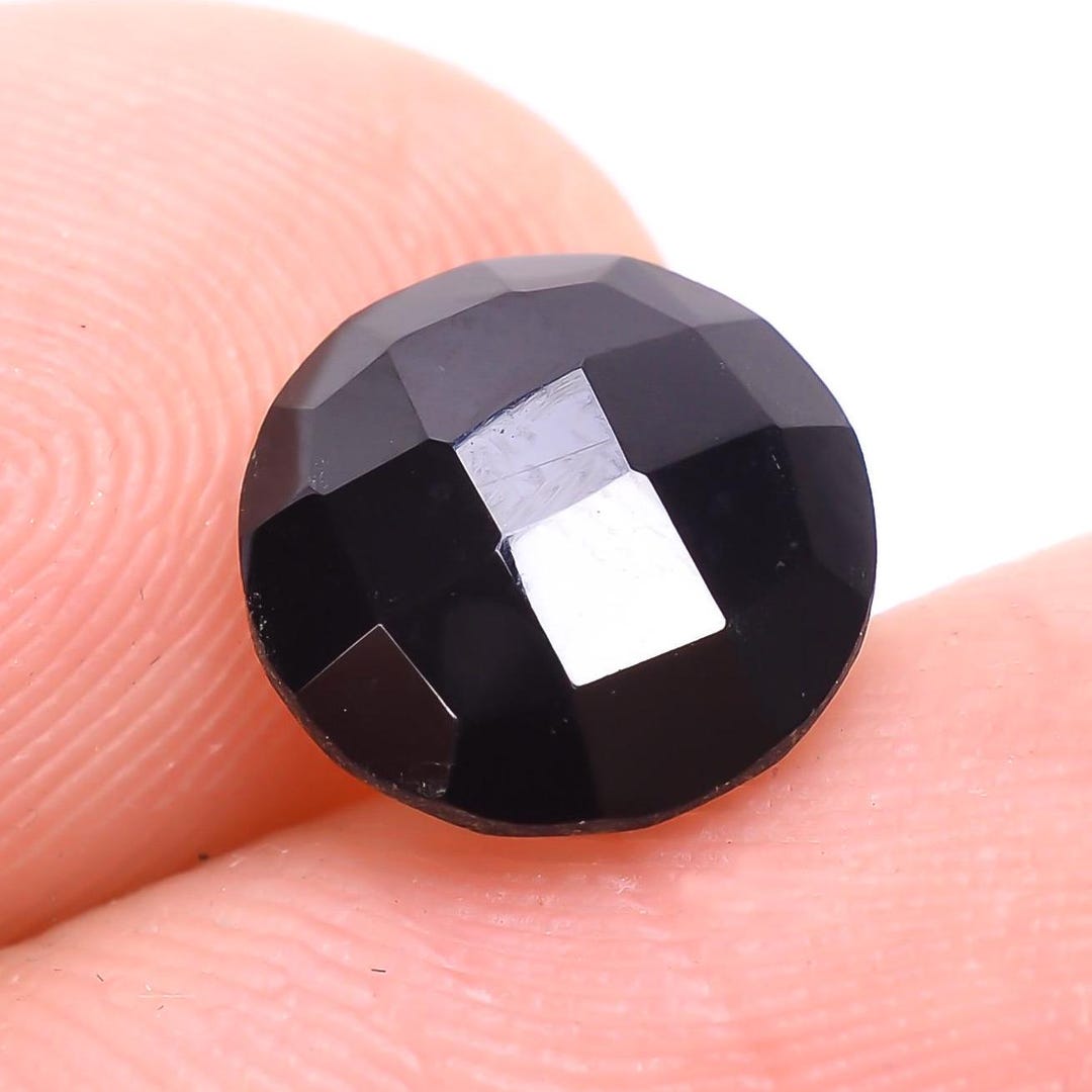 Natural Black Spinel Round Briolette Gemstone, Faceted Cut for Jewelry ...