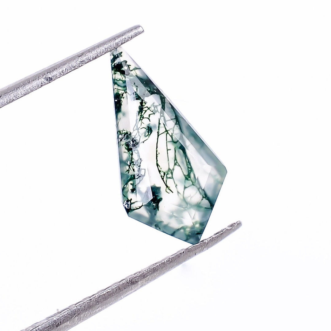 Moss Agate Kite Shape Faceted Cut Gemstone, Green Agate Loose Gemstone ...