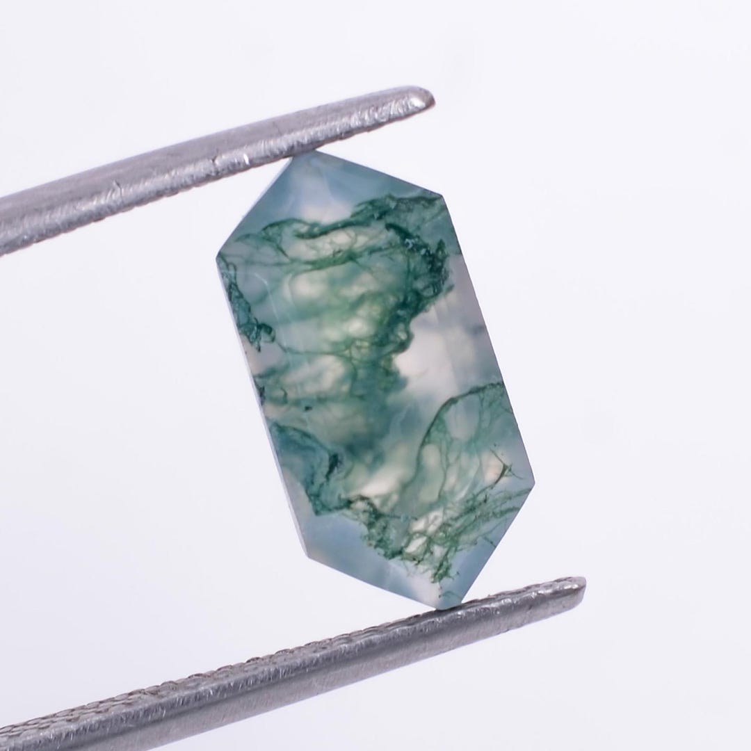 Natural Moss Agate Hexagon Faceted Cut, Tree Moss Agate Loose Gemstone ...