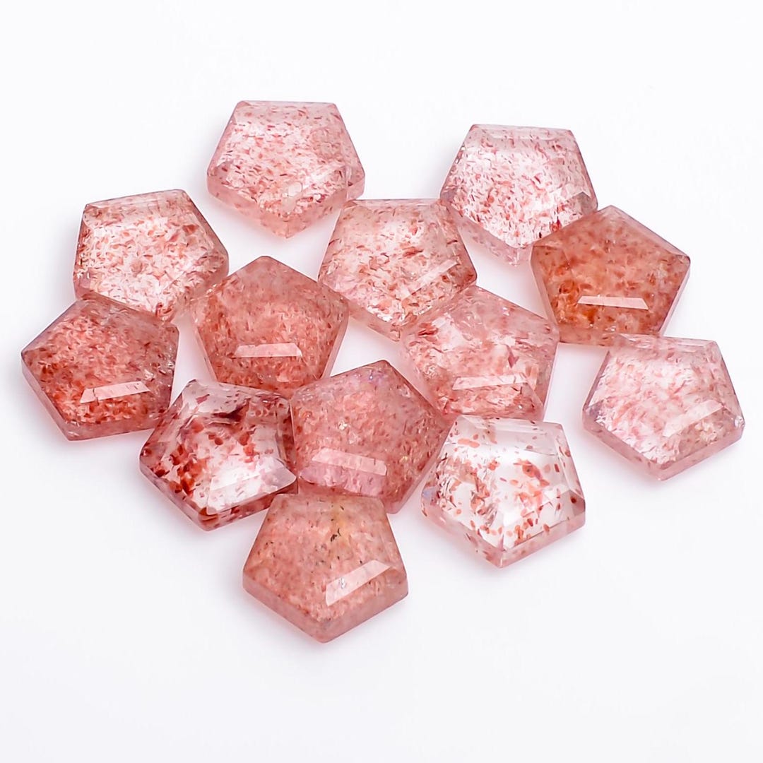 Natural Strawberry Quartz Pentagon Gemstone, Brilliant Cut Faceted ...