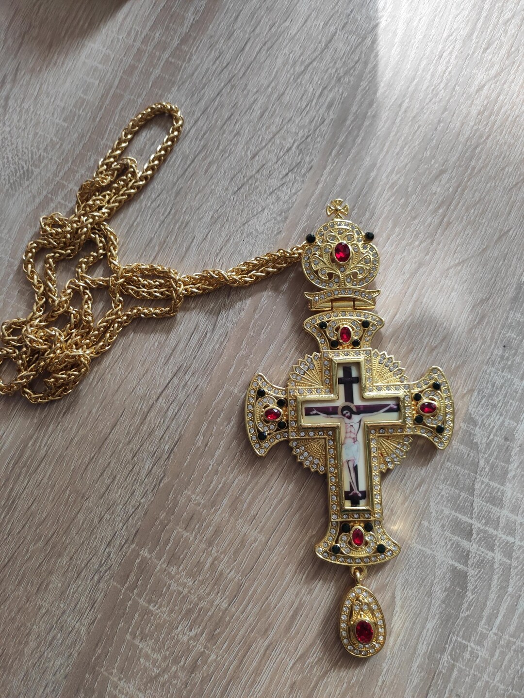 Golden Brass Orthodox Cross for Priest: Church Pectoral Necklace With ...