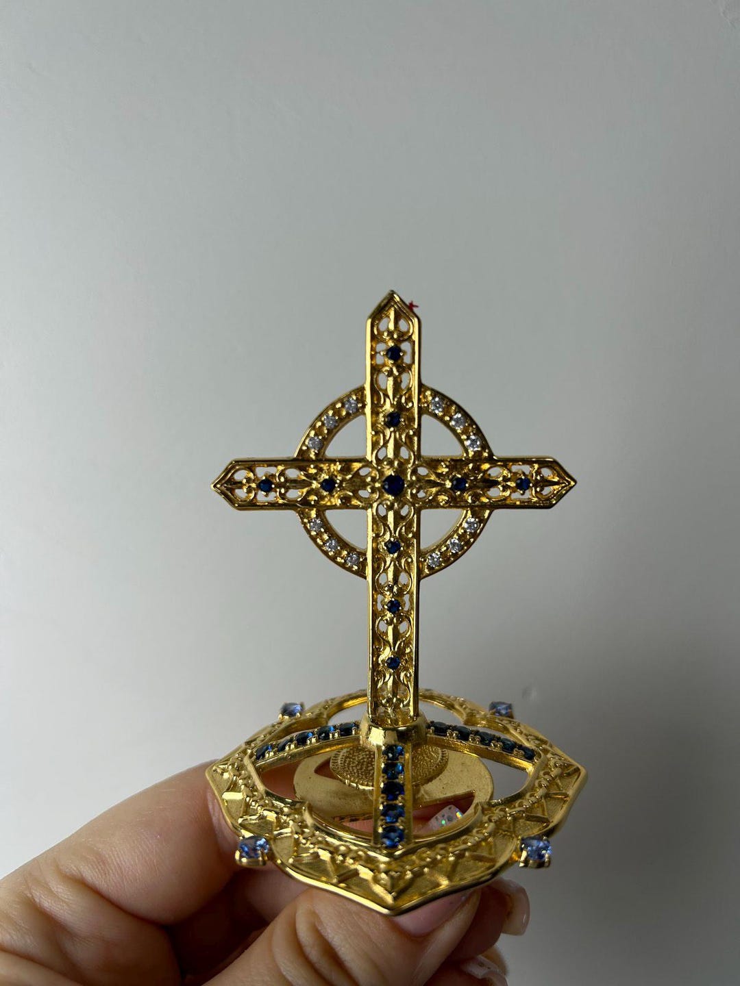 Brass Miter Cross With Gilded Inserts, Cross for Bishops Mitra, Cross ...