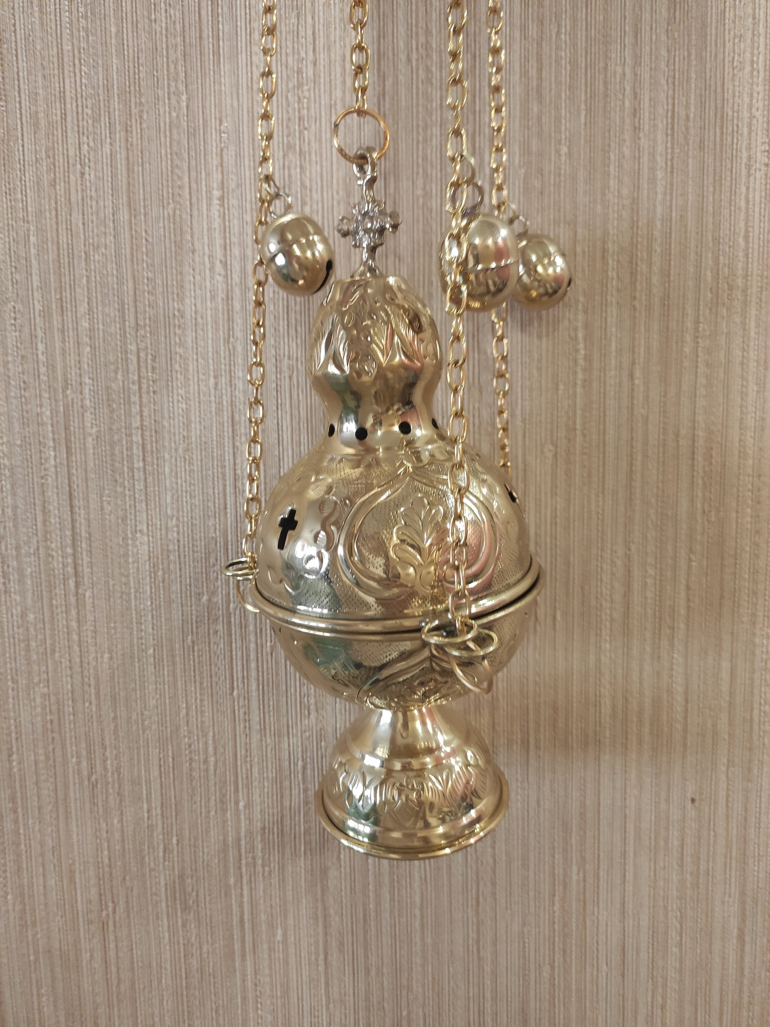 Gold Church Incense Burner With Chains, New Censer, Vessels for Priest ...