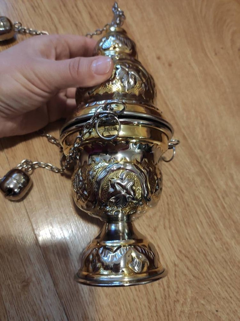 Handmade Brass Church Incense Burner With Chains, Orthodox Censer - Etsy