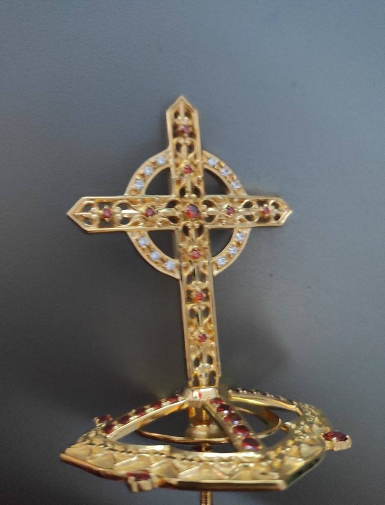 Brass Miter Cross With Gilded Inserts, Cross for Bishops Mitra, Cross ...