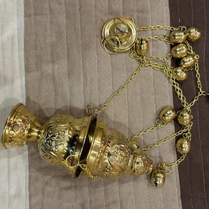 Gold Censer, Church Incense Burner With Chain Greek Style, Vessels for ...