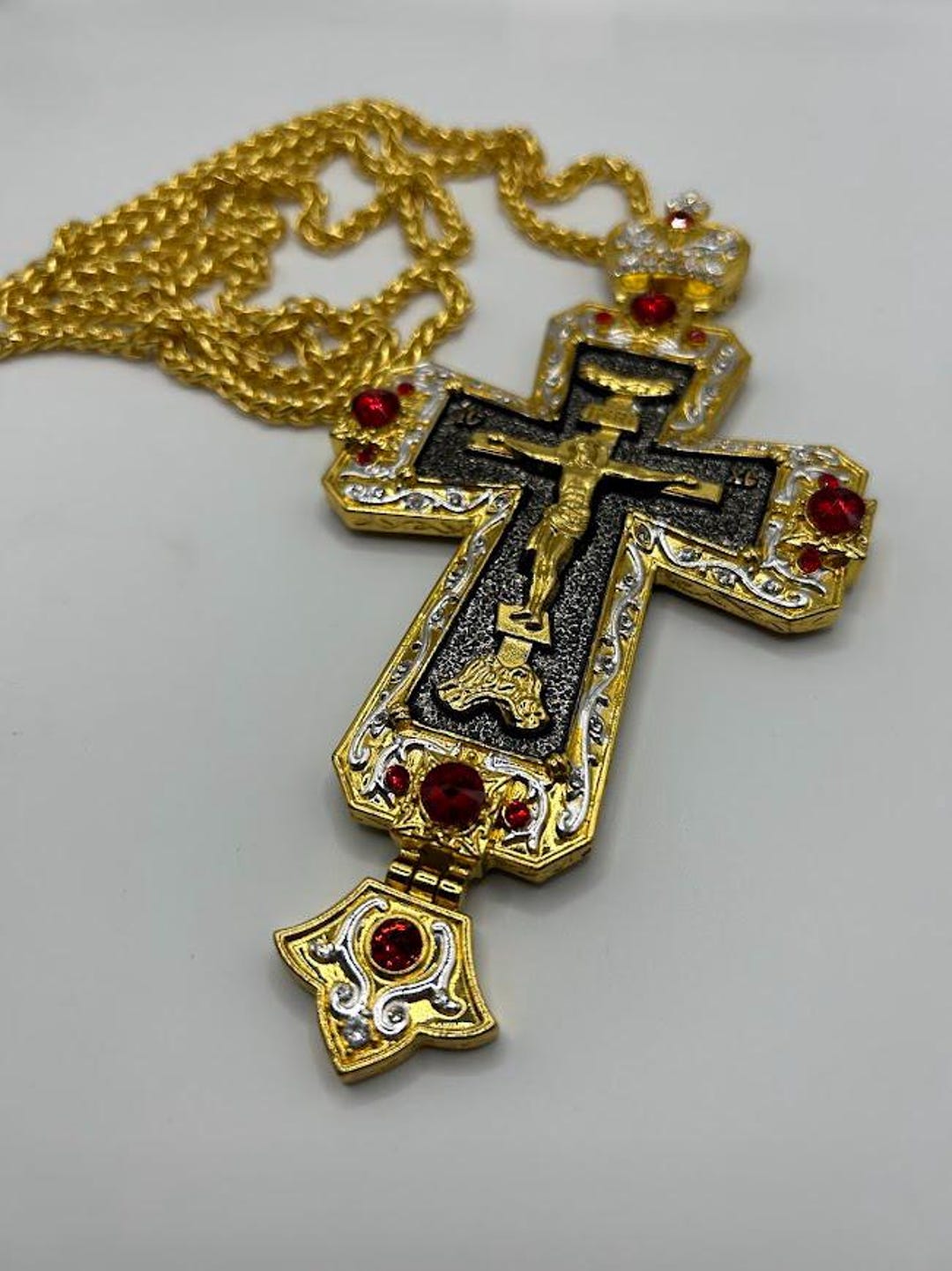 Gold Brass Priest Pectoral Cross With Red Stones - Etsy