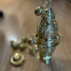 Gold Censer, Church Incense Burner With Chain Greek Style, Vessels for ...