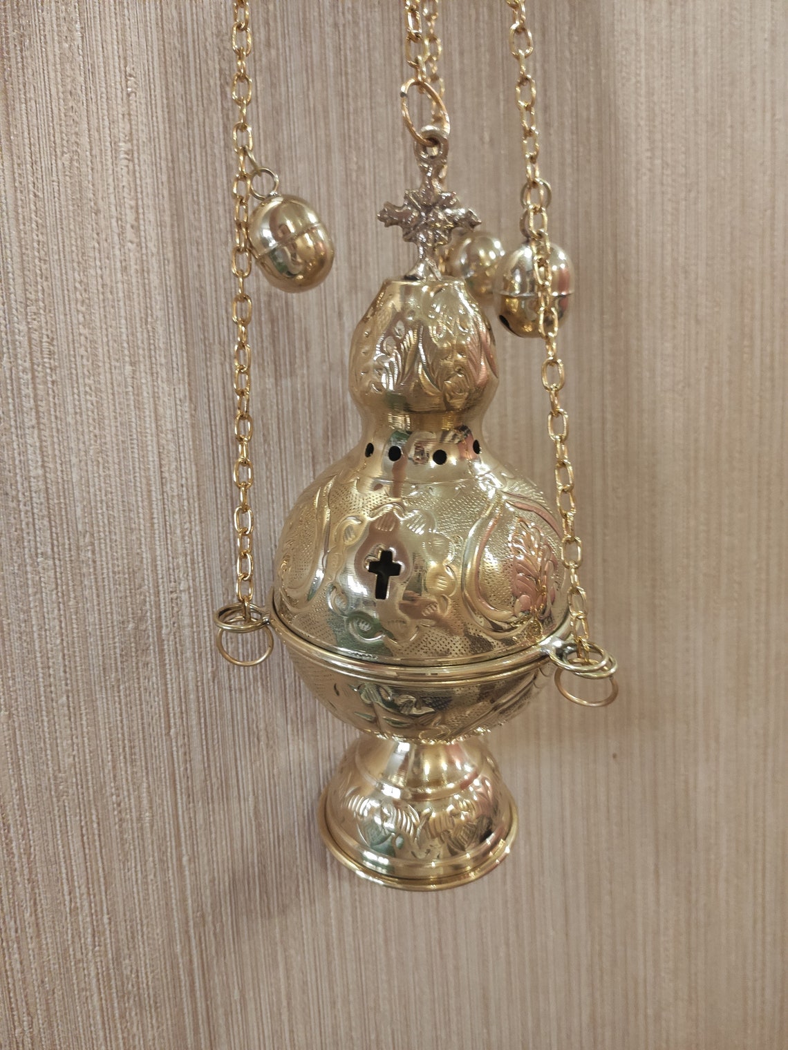 Gold Church Incense Burner With Chains, New Censer, Vessels for Priest ...