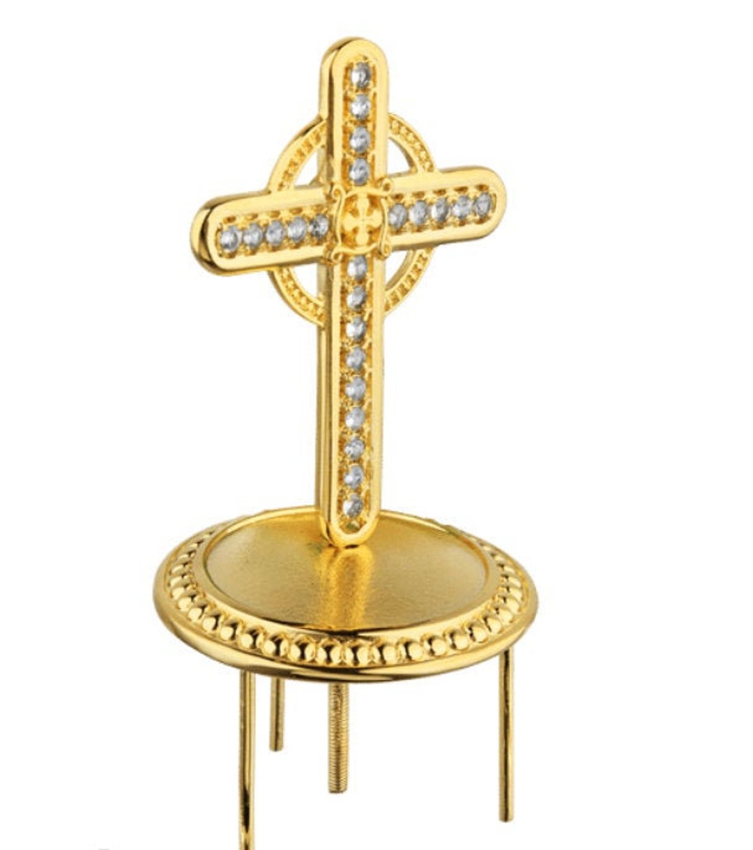 Brass Miter Cross With Gilded Inserts, Cross for Bishops Mitra, Cross ...