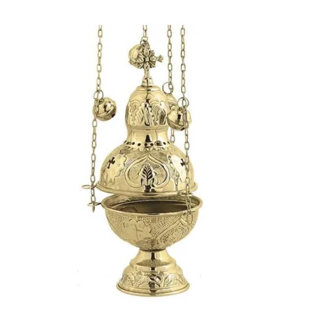 Gold Church Incense Burner With Chains, New Censer, Vessels for Priest ...