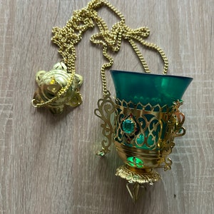 Church Pendant Lamp, Metal Lampada Gilded, Christian Icon Lamp ...