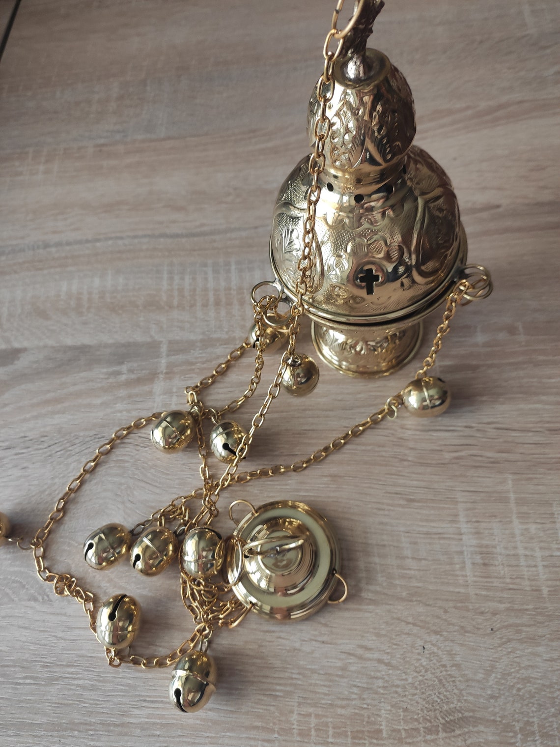 Gold Church Incense Burner With Chains, New Censer, Vessels for Priest ...