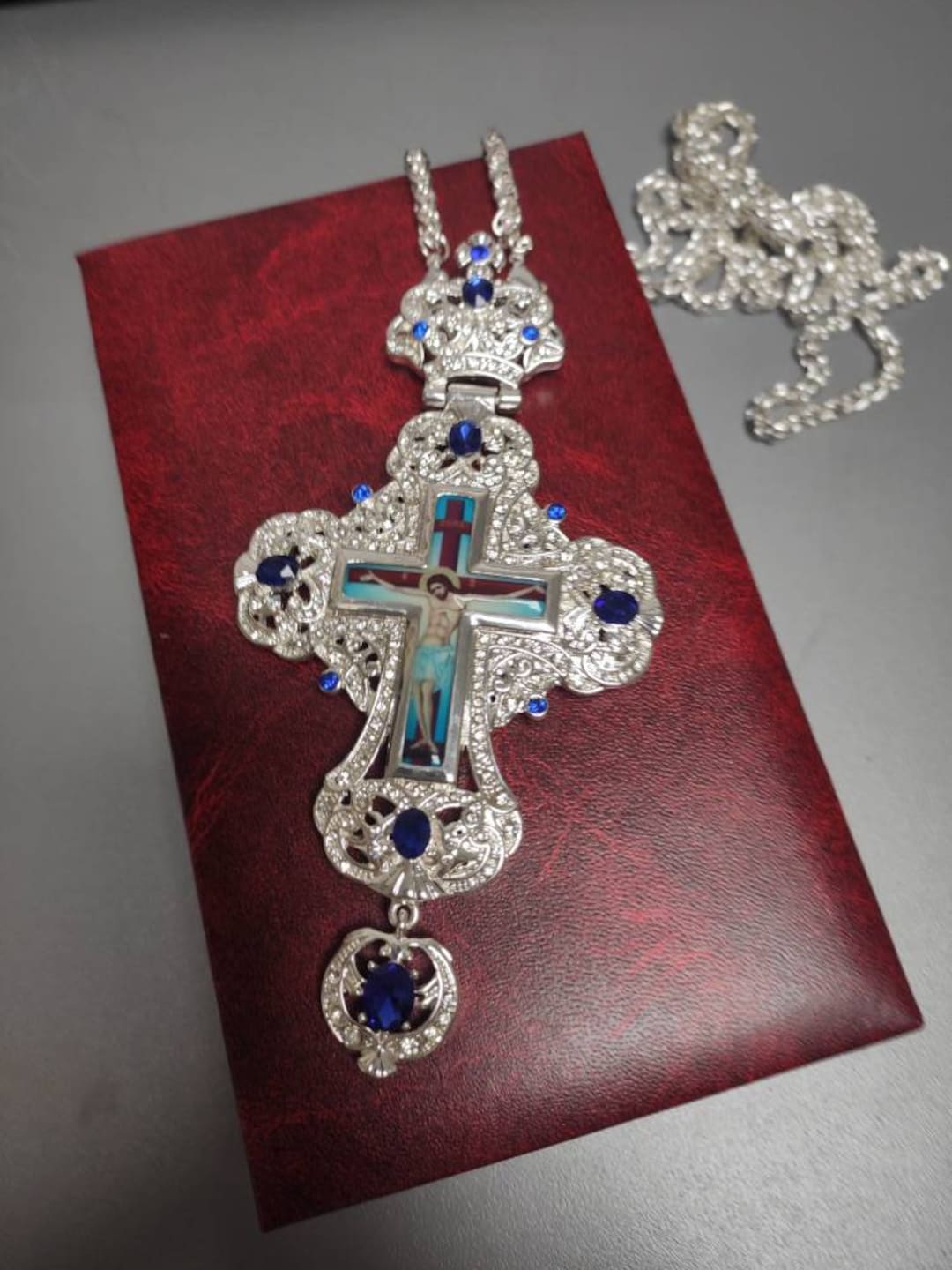 Silver Plated Pectoral Cross With Jesus Crucifix: Orthodox Priest ...