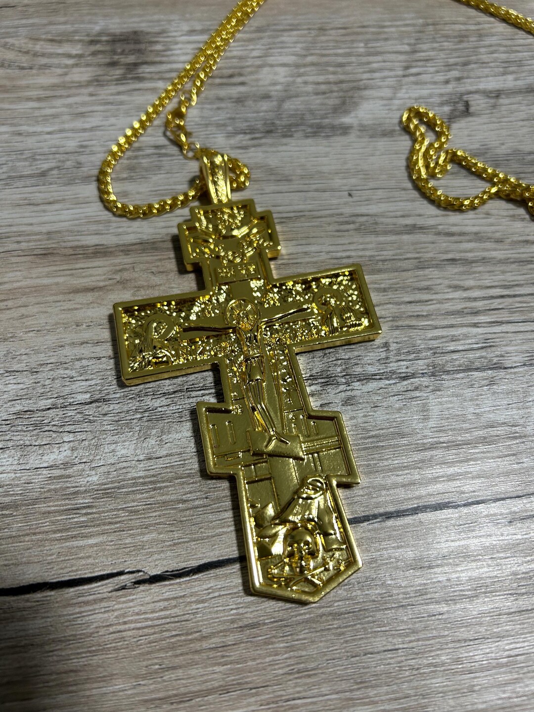 Priest Pectoral Cross Necklace: Orthodox Crucifix & Virgin Mary - Etsy