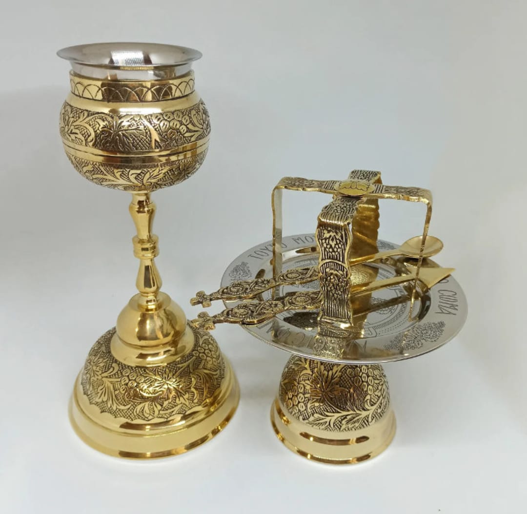 Orthodox Eucharistic Set, Gold Plated Brass Cup 0.3L, Holy Communion ...