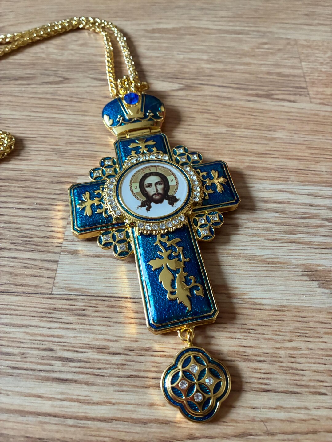 Brass Pectoral Cross for Priest: Violet Stone Necklace With Chain - Etsy