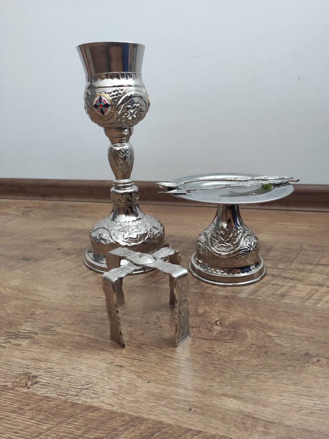 Orthodox Eucharistic Set, Silver or Gold Plated Brass Cup 0.3L, Holy ...