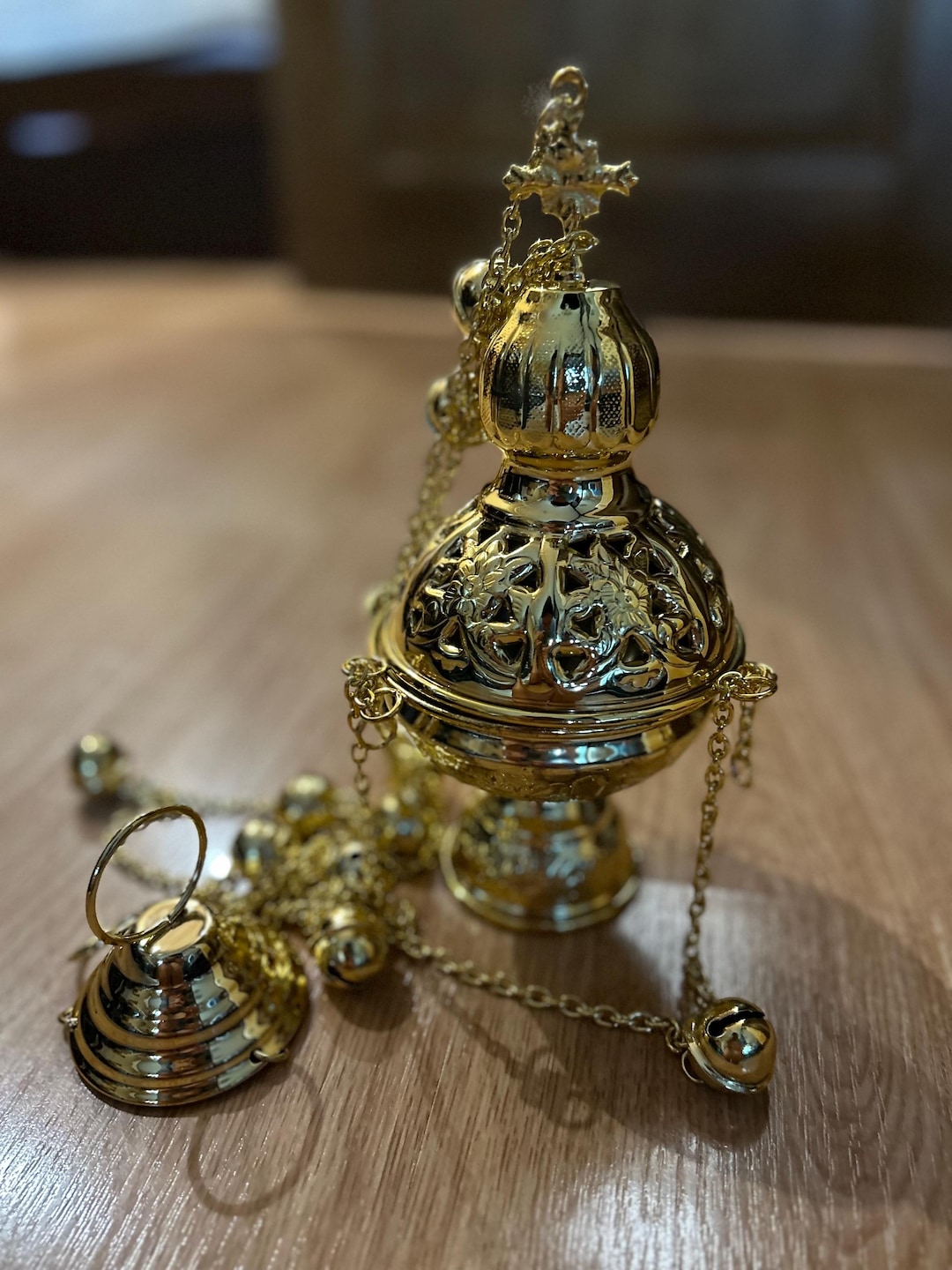Gold Church Incense Burner With Chains: Handmade Liturgical Censer - Etsy