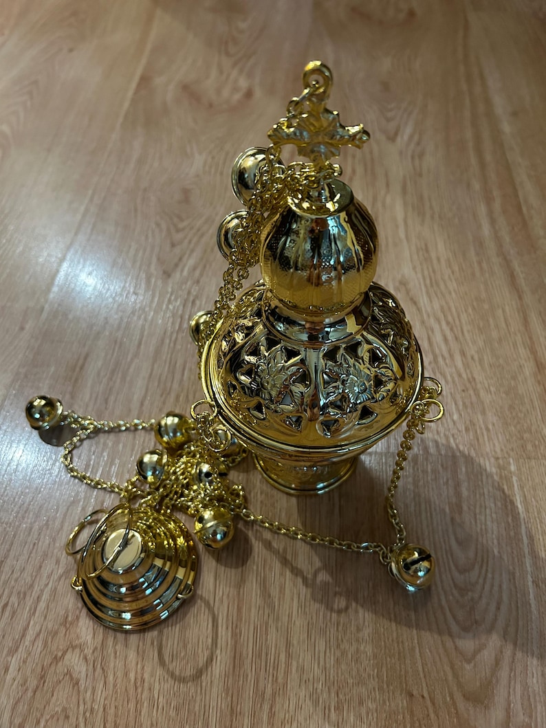 Gold Church Incense Burner With Chains: Handmade Liturgical Censer - Etsy