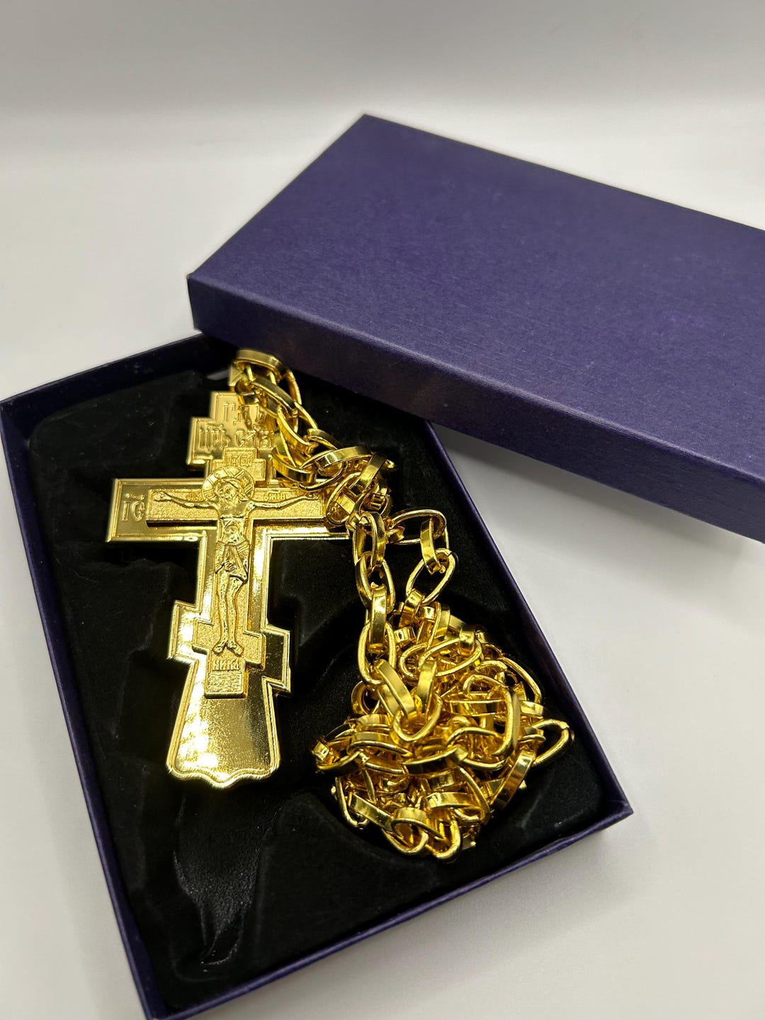 Priest Pectoral Cross Necklace: Orthodox Church Brass Crucifix - Etsy
