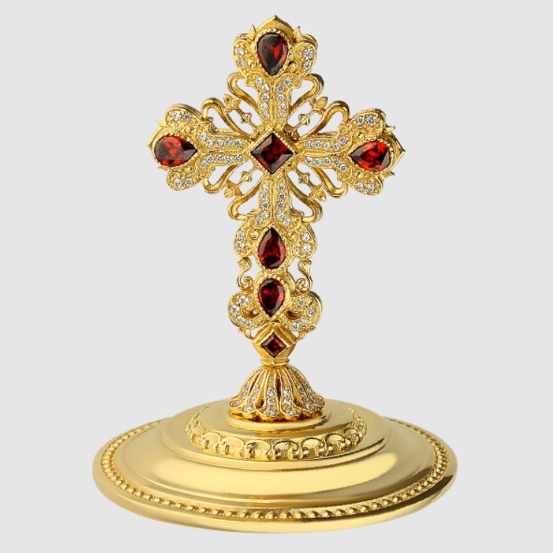 Brass Miter Cross With Gilded Inserts Cross for Bishops - Etsy