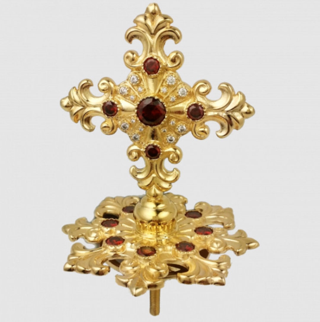 Brass Miter Cross With Gilded Inserts Cross for Bishops - Etsy