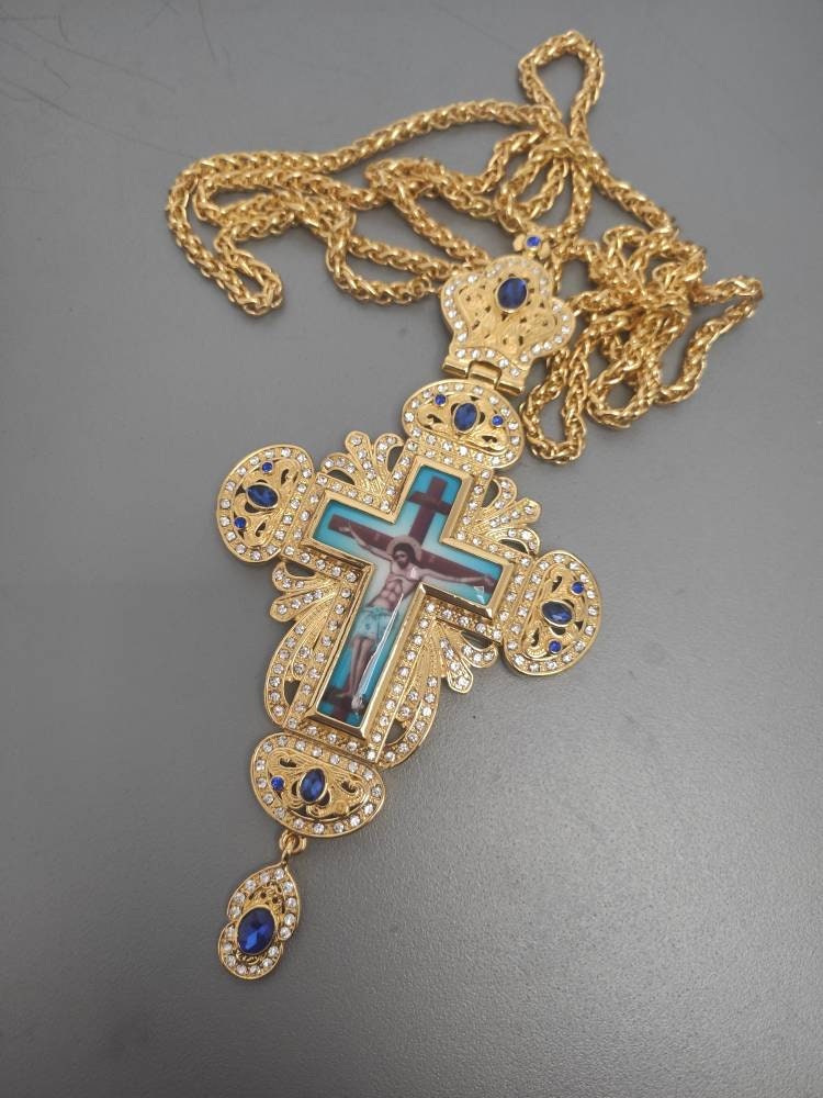 Pectoral Cross for the Priest, Necklace With Crucifix, Chain Gold ...