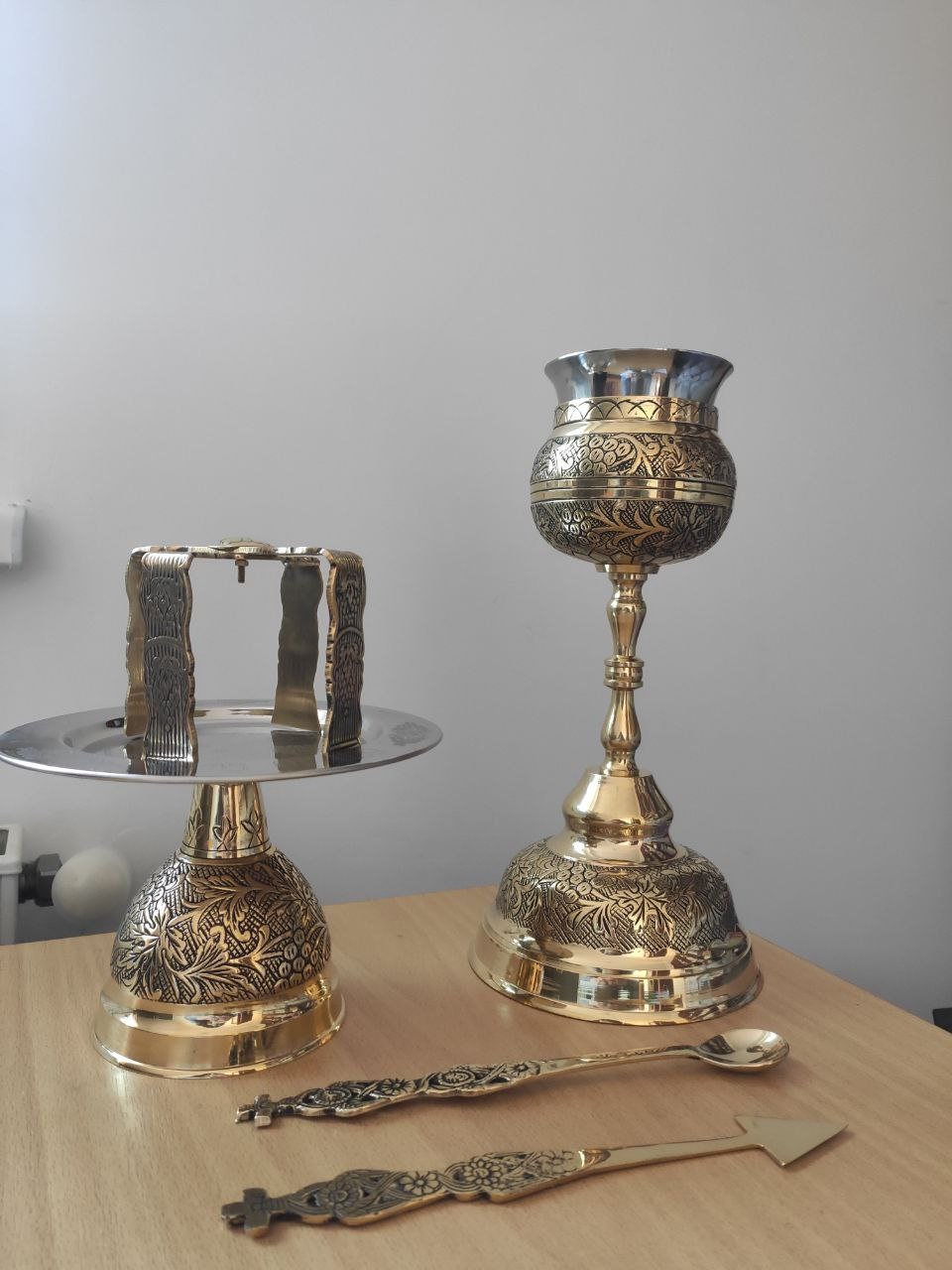 Gold Plated Brass Orthodox Eucharistic Set: Holy Communion Liturgical ...