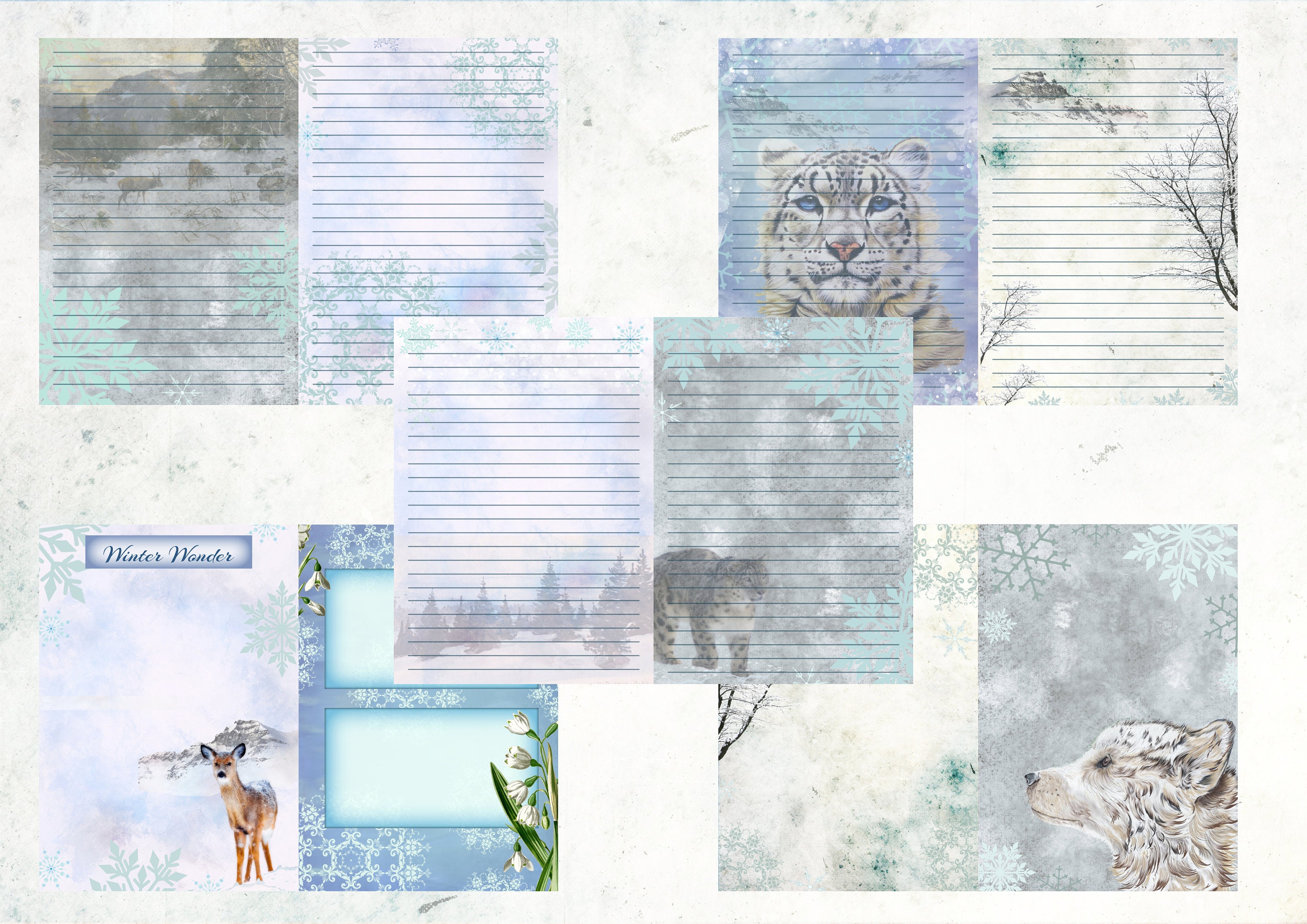 Winter Junk Journal Digital Background Pages - Etsy