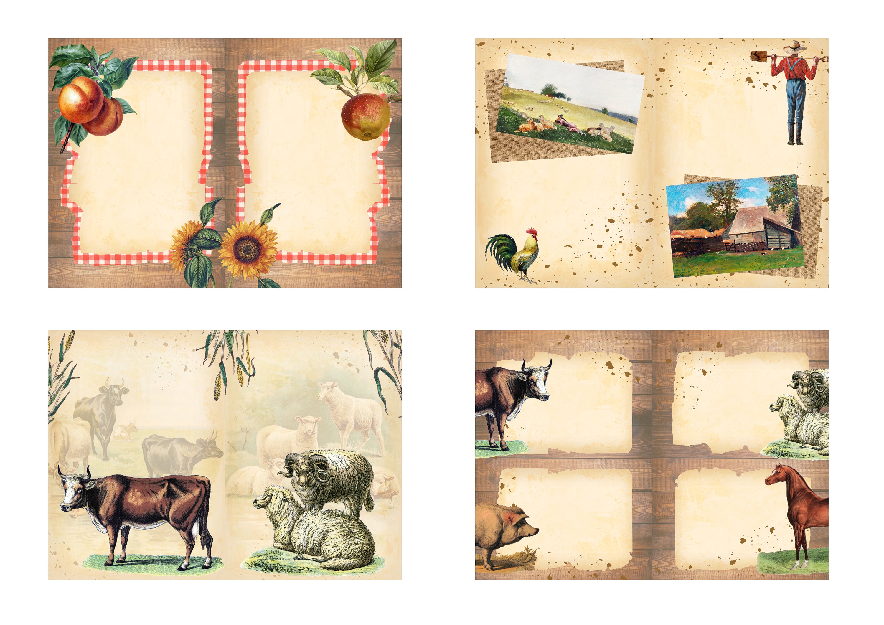 Farm Junk Journal Pages Kit - Etsy