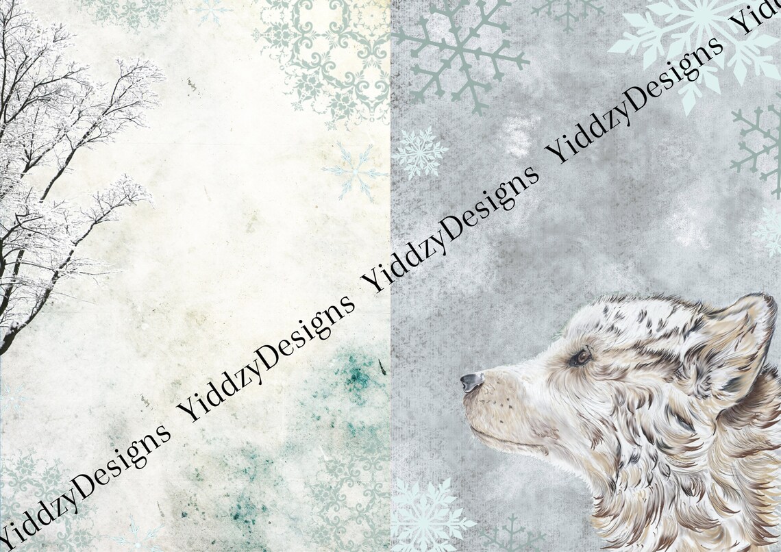 Winter Junk Journal Digital Background Pages - Etsy
