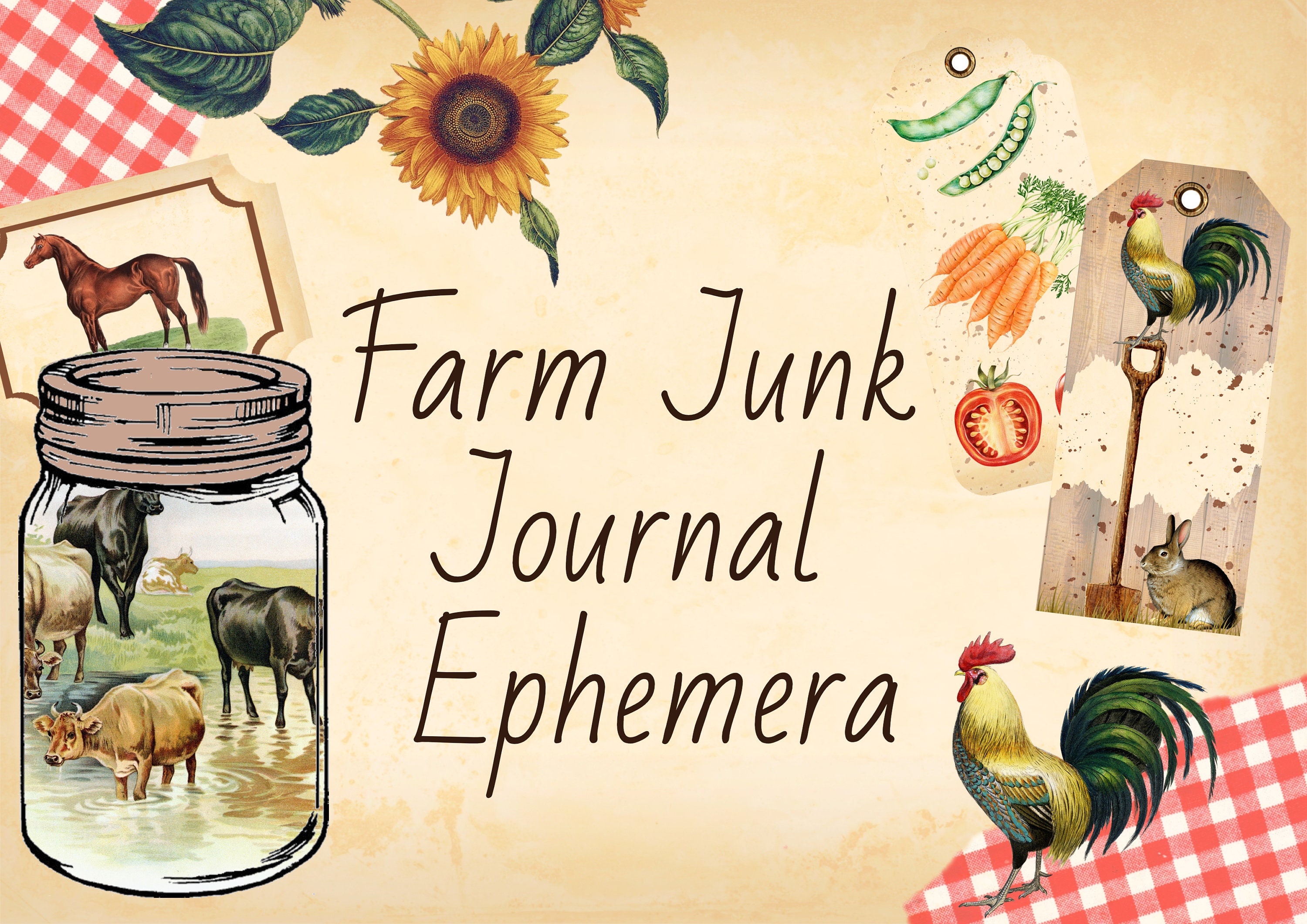 Farm Ephemera Junk Journal Kit - Etsy