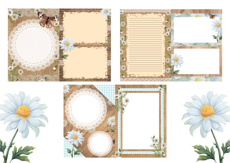 Rustic Daisy Digital Junk Journal Pages Kit - Etsy