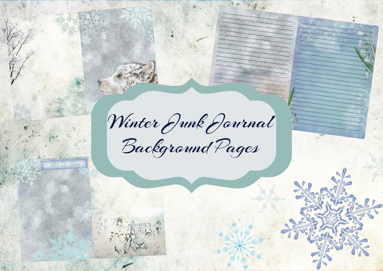 Winter Junk Journal Digital Background Pages - Etsy
