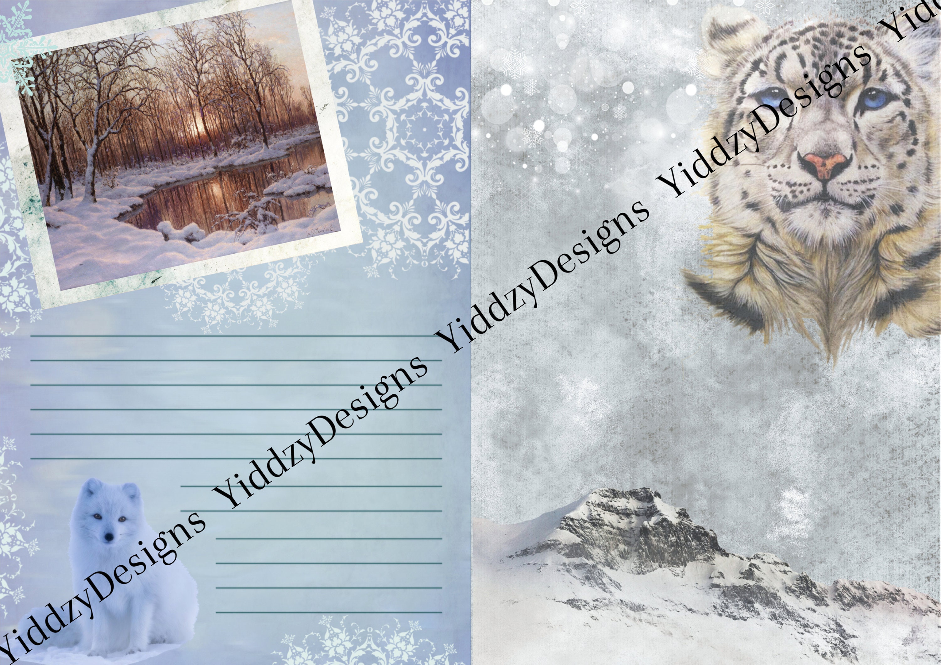 Winter Junk Journal Digital Background Pages | Etsy