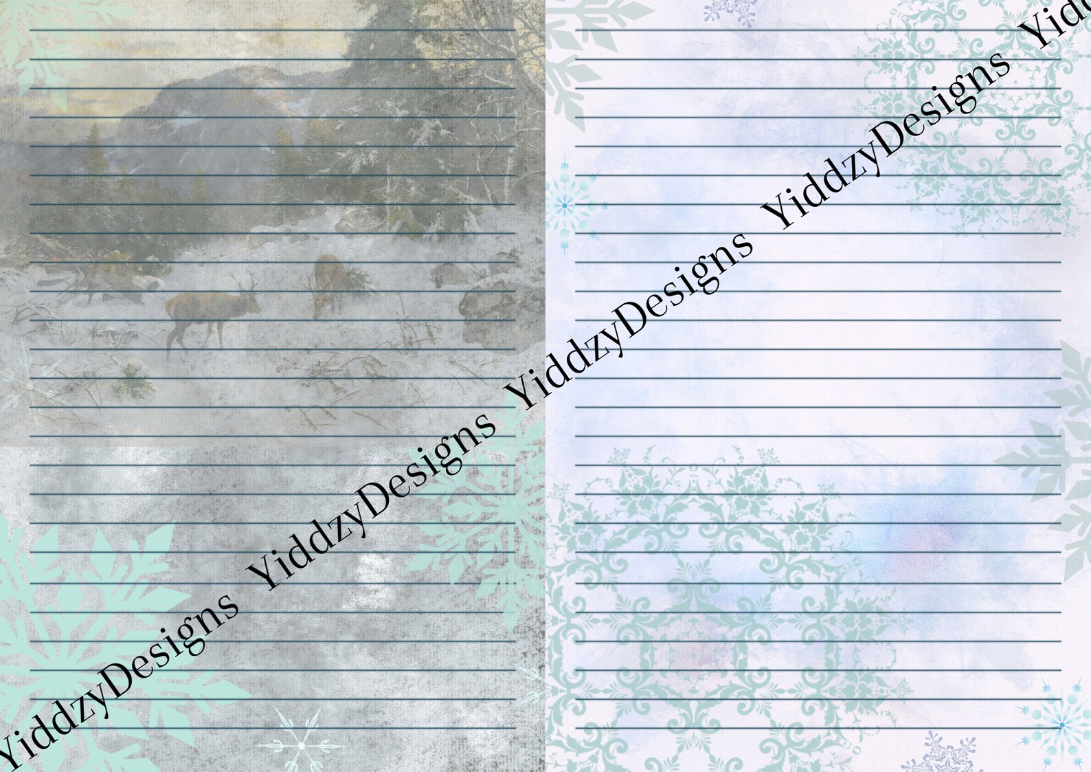 Winter Junk Journal Digital Background Pages | Etsy