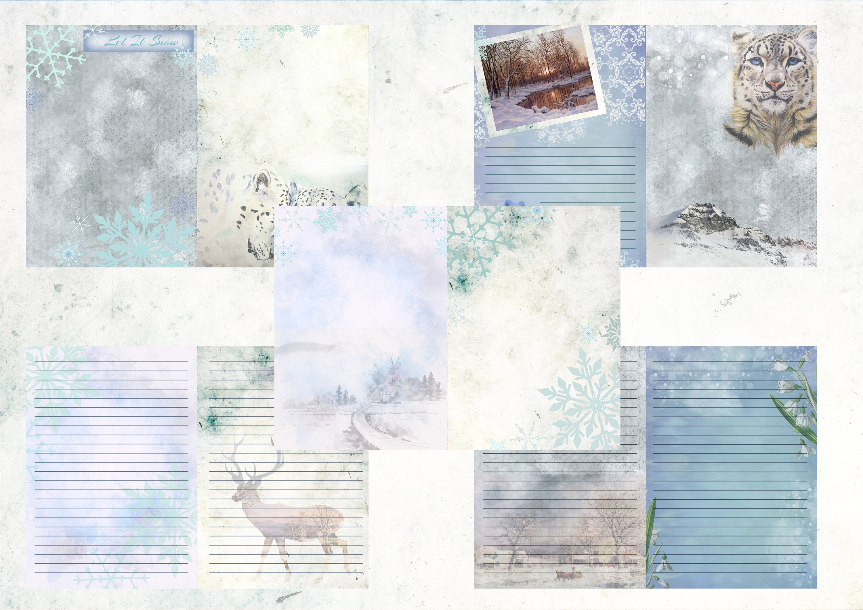Winter Junk Journal Digital Background Pages | Etsy