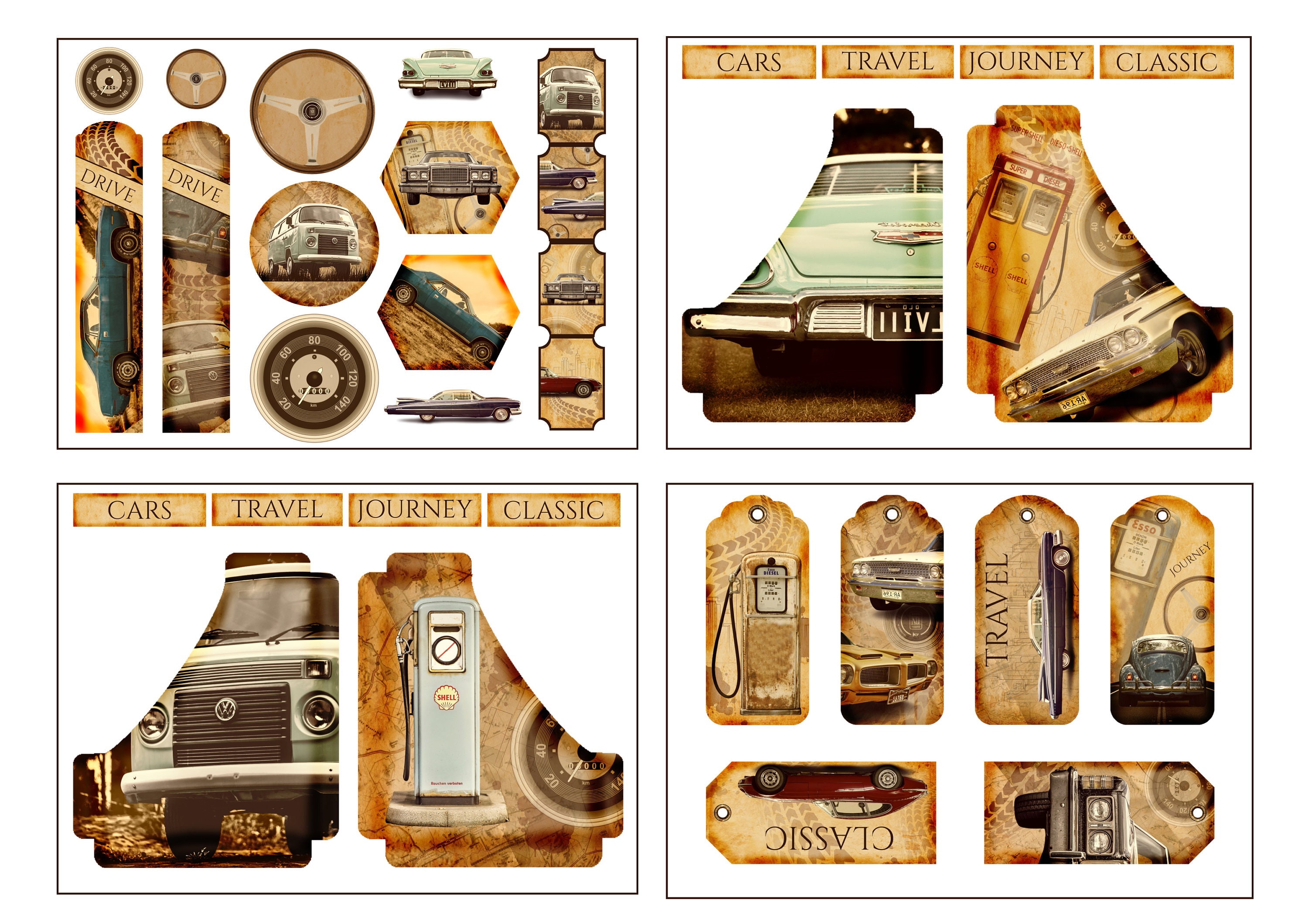 Classic Cars Junk Journal Kit - Etsy